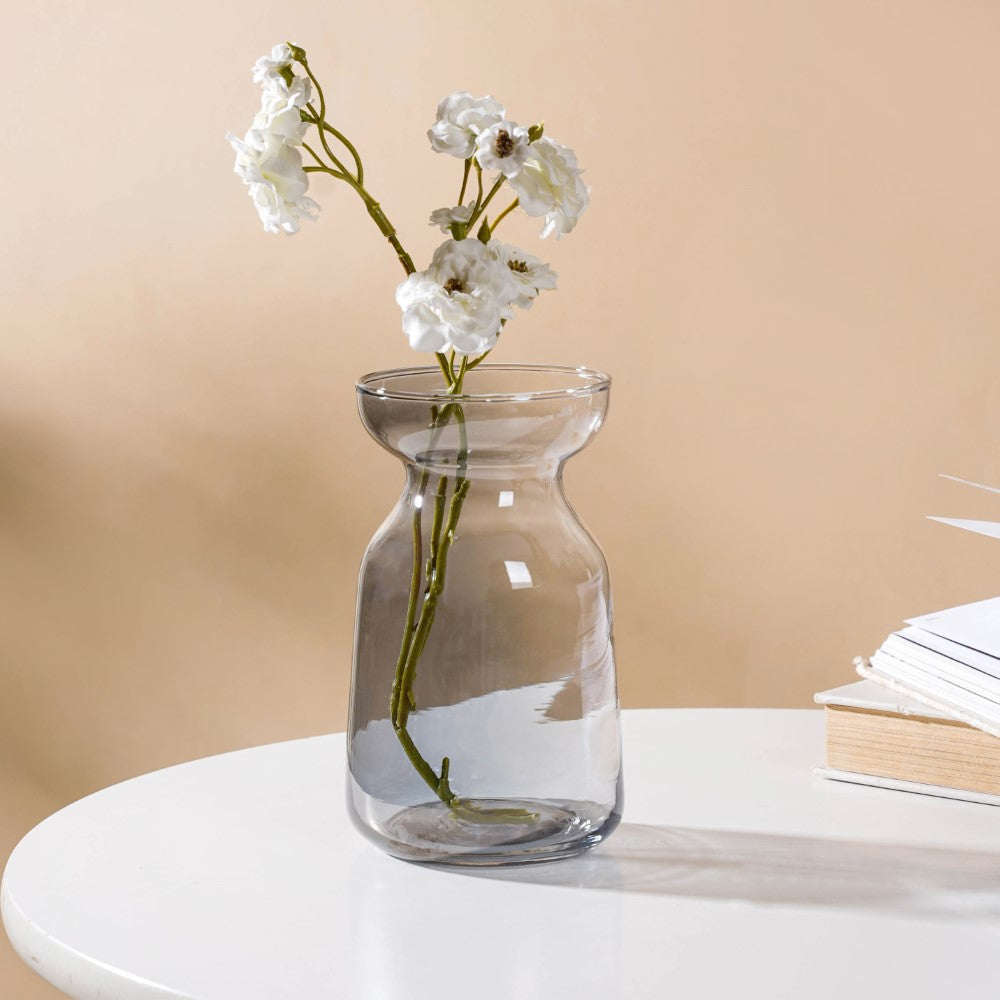 Contemporary Glass Flower Vase Grey Online - Premium Vase | Nestasia