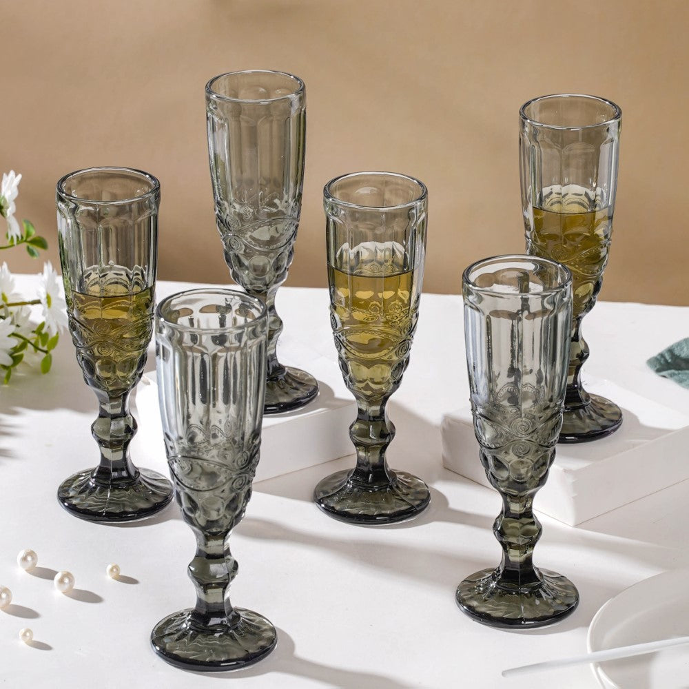 Stemmed Glass Ash Grey Set Of 6 150 ml Online - Premium Champagne Glass ...