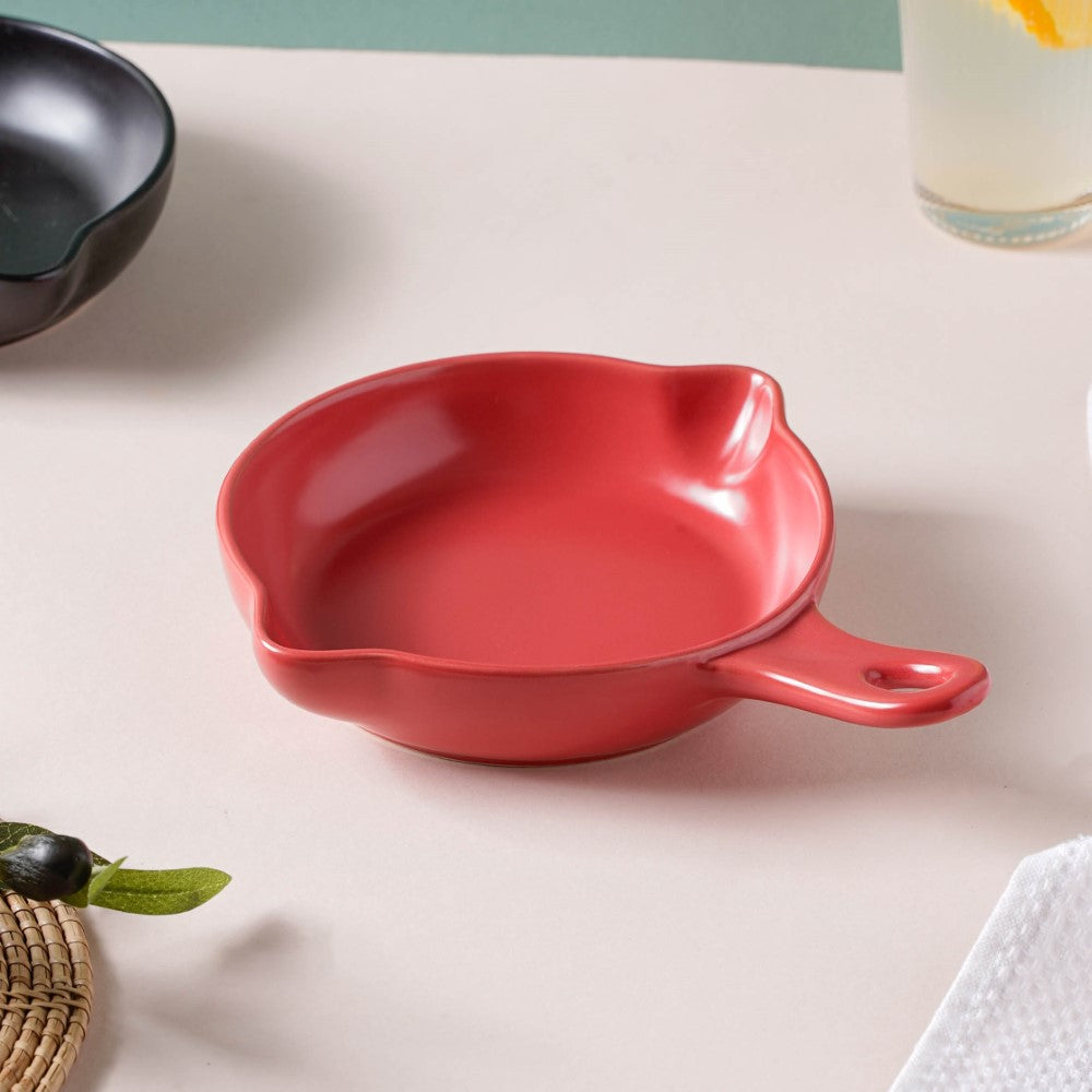 Red Ceramic Dish With Handle Online - Premium Platter | Nestasia