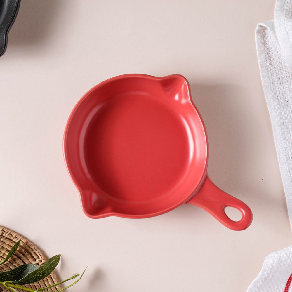 Red Ceramic Dish With Handle Online - Premium Platter | Nestasia