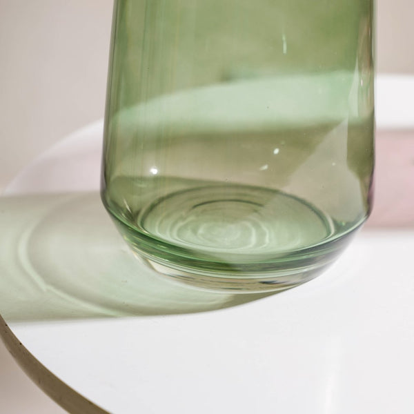 Clear Glass Gold Detailed Vase Green 9 Inch