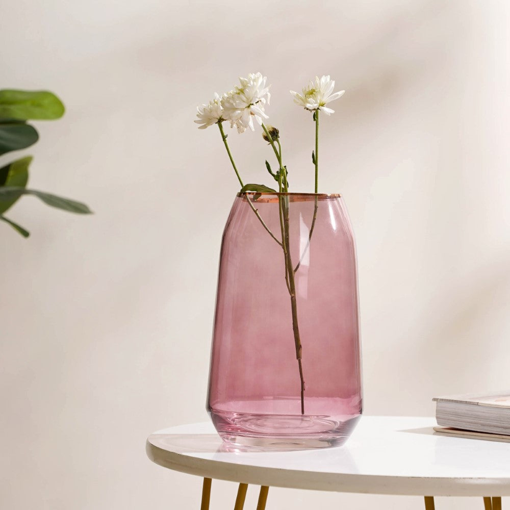 Clear Glass Gold Detailed Vase Purple 9 Inch Online - Premium Vase ...