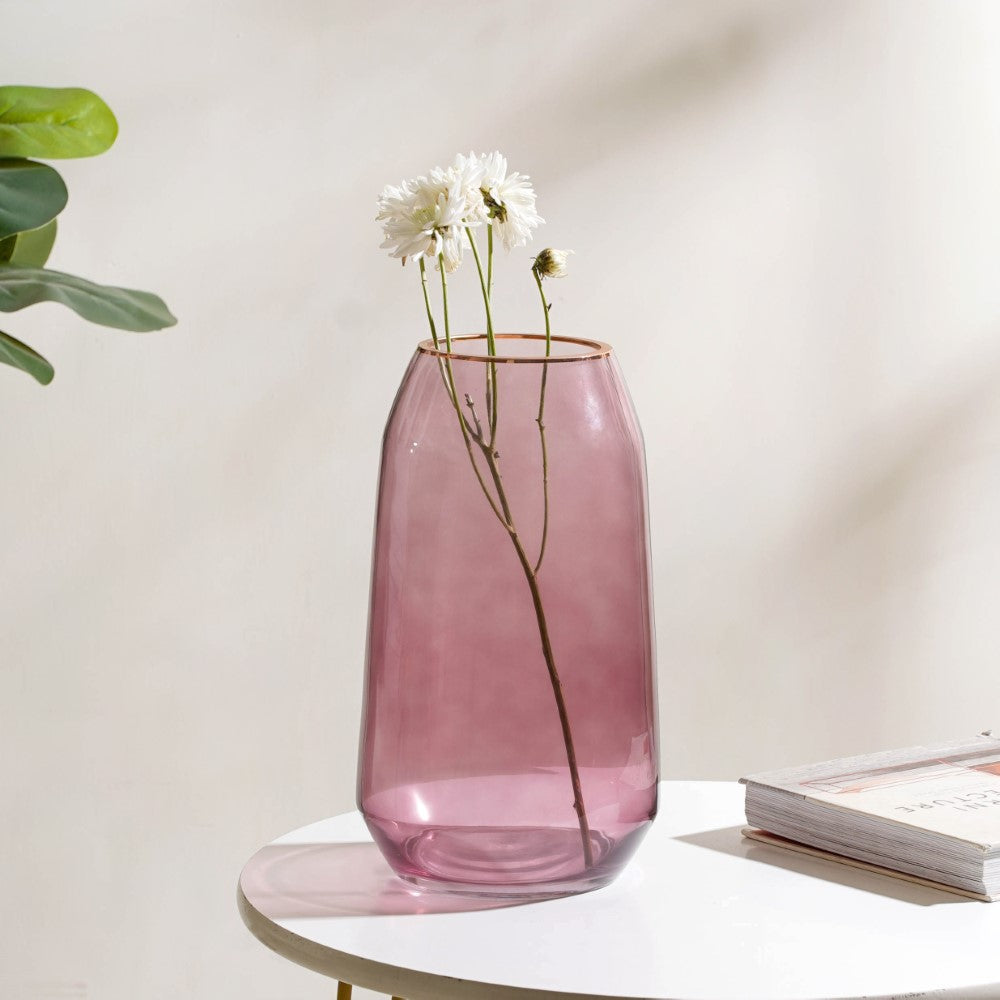 Clear Glass Gold Detailed Vase Purple 11 Inch Online - Premium Vase ...