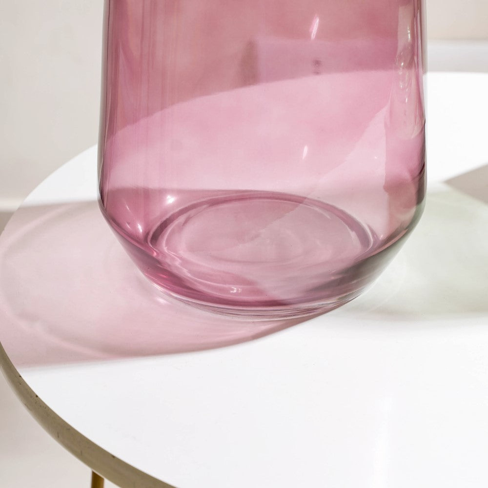 Clear Glass Gold Detailed Vase Purple 11 Inch