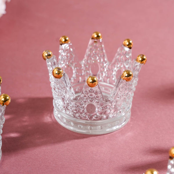 Gold Detail Crown Tea Light Holder Set Of 6