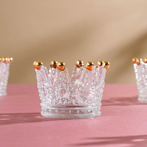 Gold Detail Crown Tea Light Holder Set Of 6