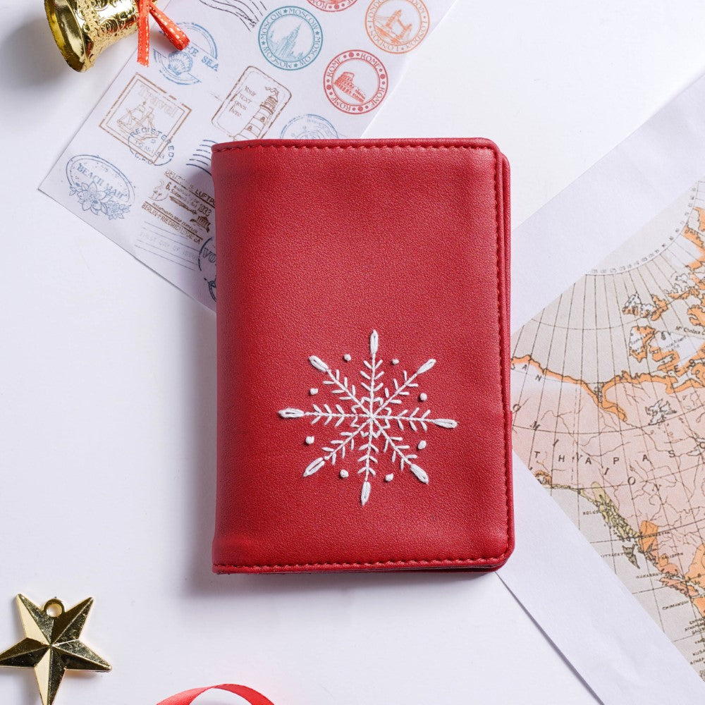 Snowflake Embroidered Passport Cover Red Online - Premium Passport ...