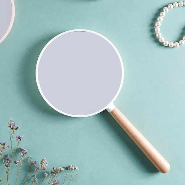 Modern Double Sided Handheld Mirror White