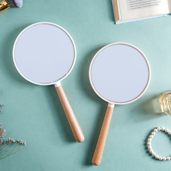 Modern Double Sided Handheld Mirror White