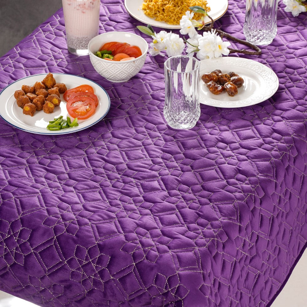 Embroidered Velvet Table Cover Purple 52x40 inch