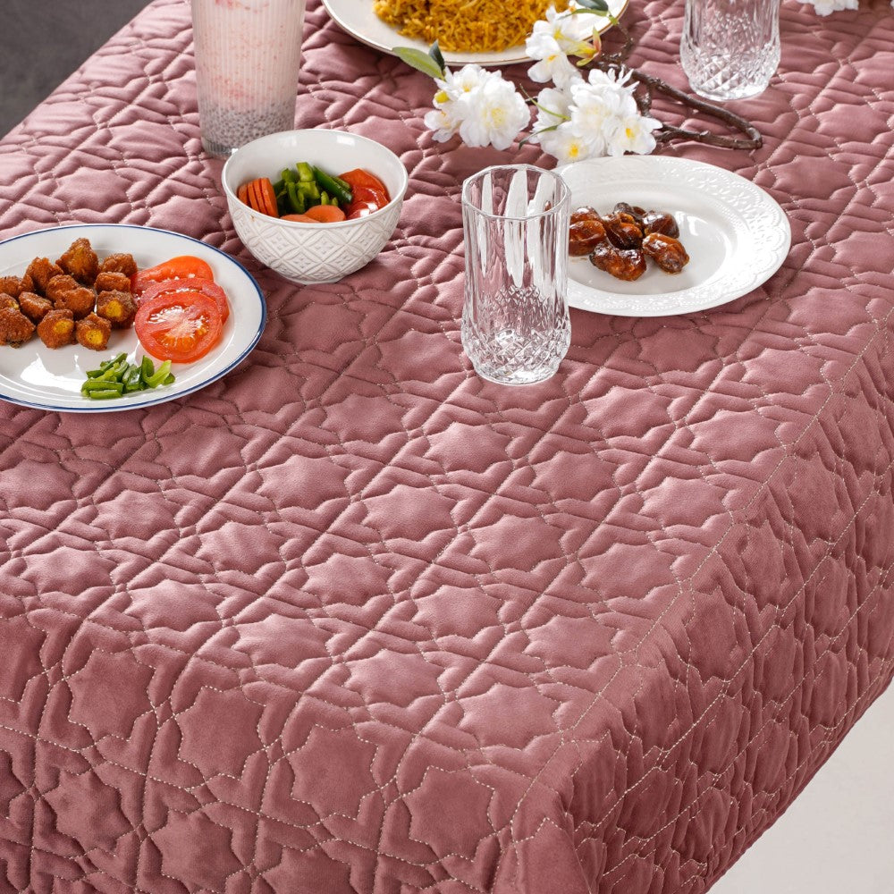 Velvet And Gold Embroidery Tablecloth Pink 52x40 Inch Online - Premium ...