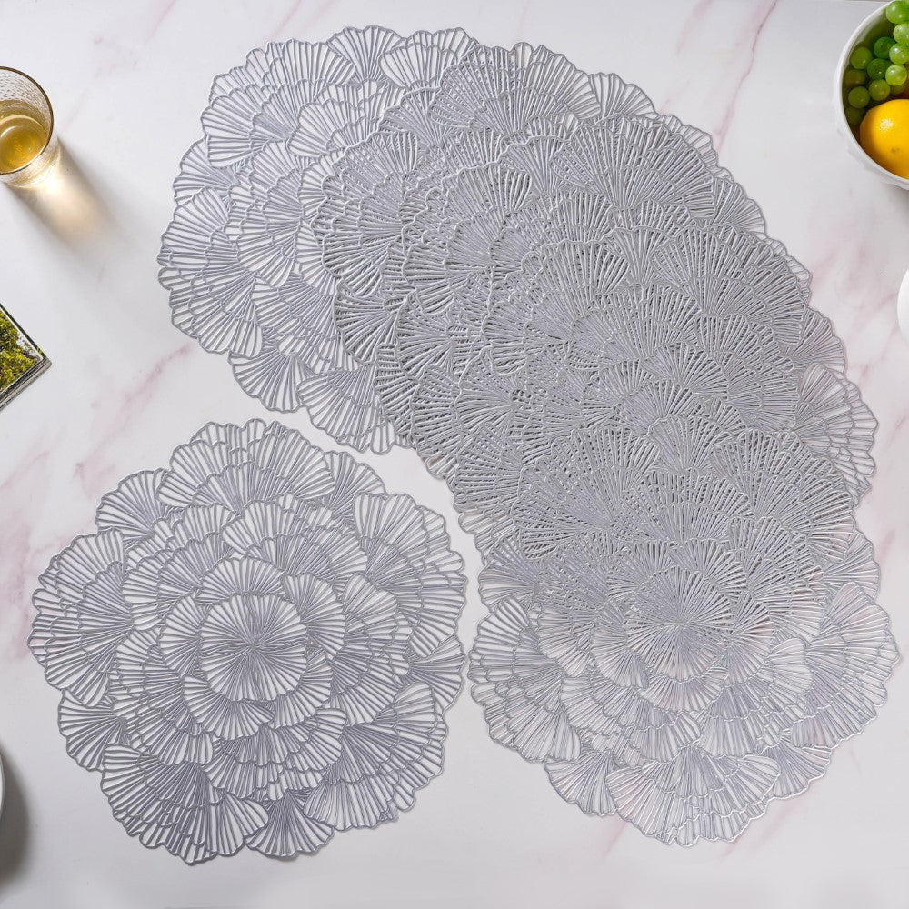 Flower Table Mat Silver Set Of 6 15 Inch Online - Premium Table Mat ...