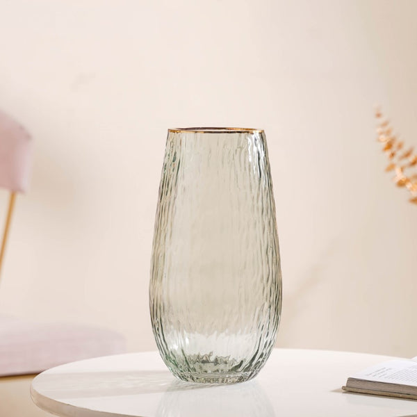 Tree Bark Textured Glass Vase Grey