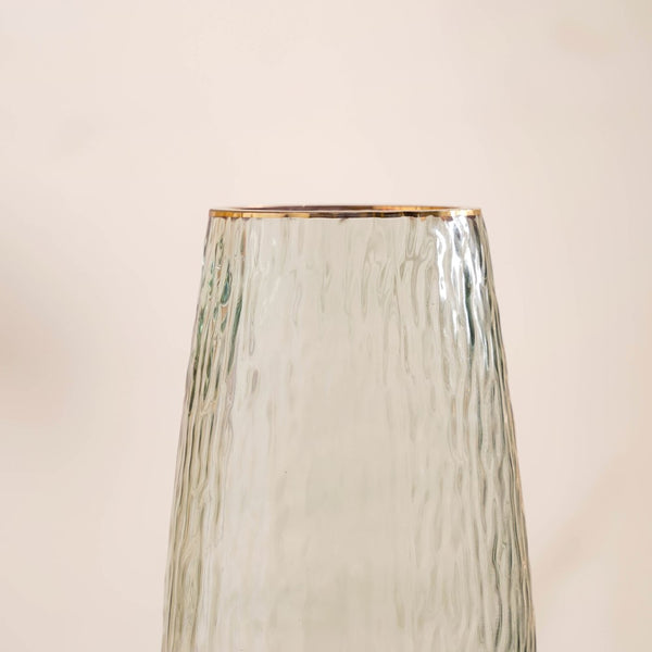 Tree Bark Textured Glass Vase Grey