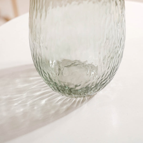 Tree Bark Textured Glass Vase Grey