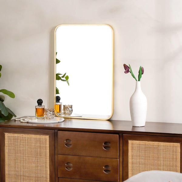 Gold Rectangle Vanity Mirror Online [23x16 Inches] | Nestasia