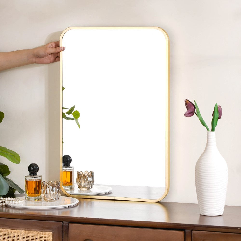 Gold Rectangle Vanity Mirror Online [23x16 Inches] | Nestasia