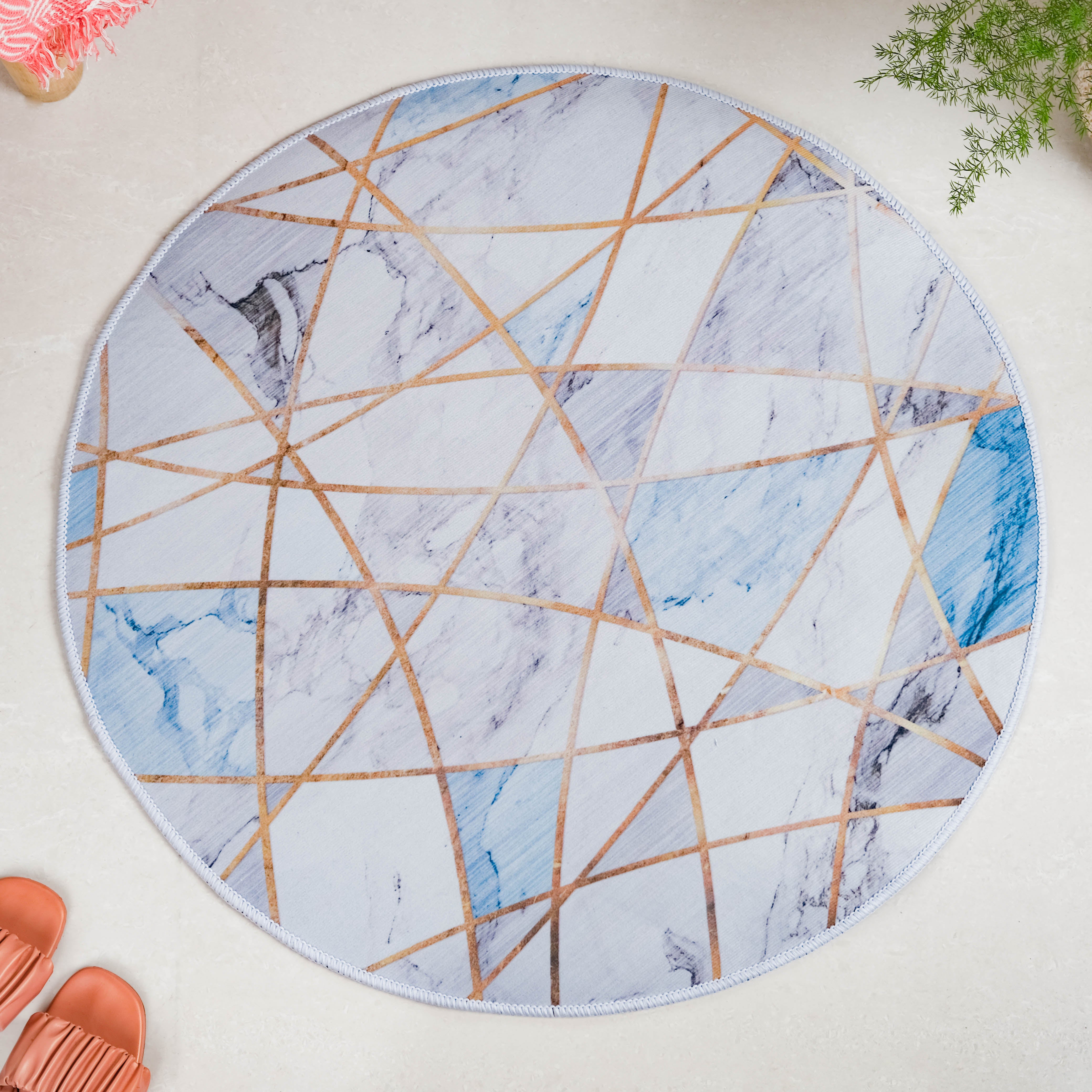 Nordic Round Carpet Blue Online - Premium Rug | Nestasia