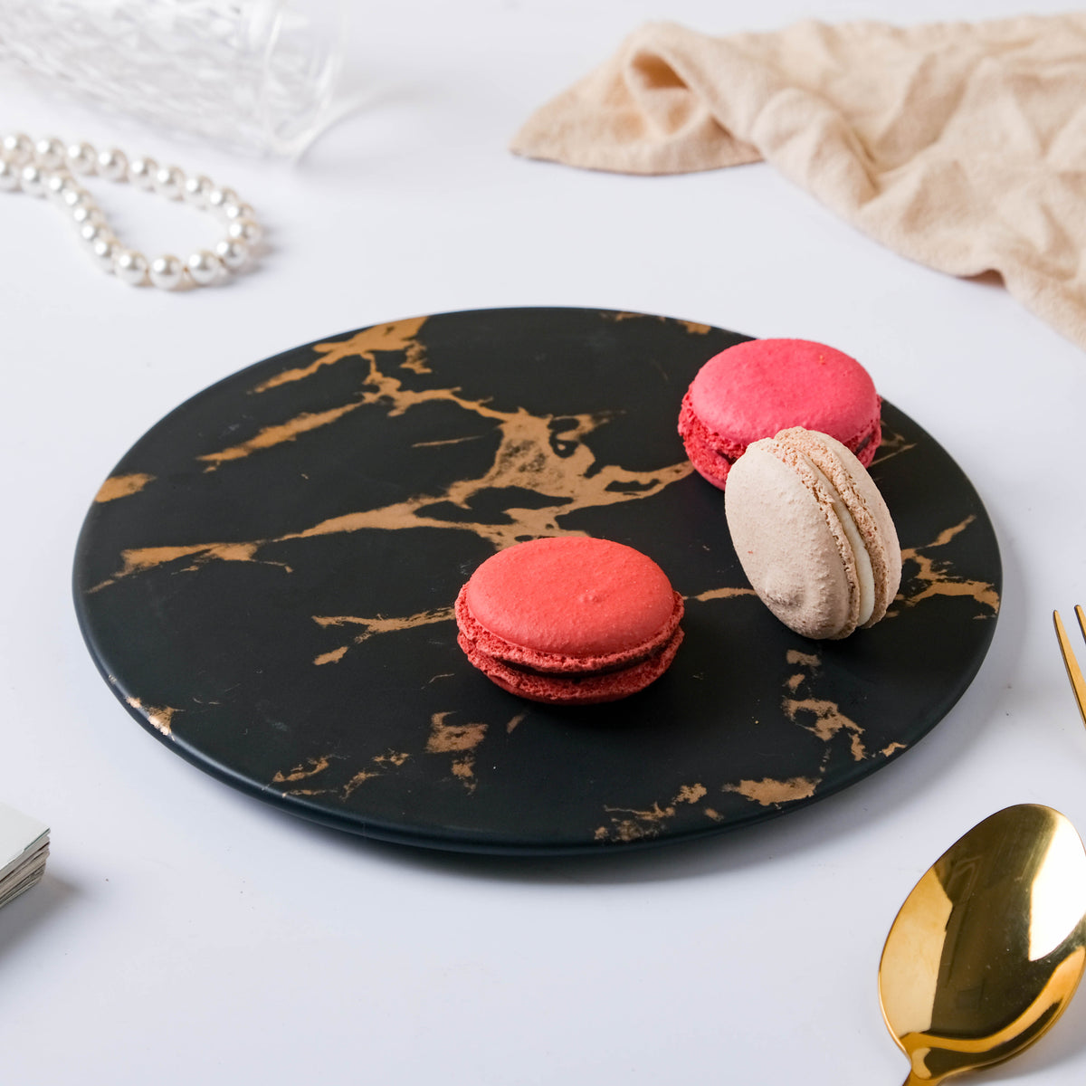 Black Round Ceramic Platter