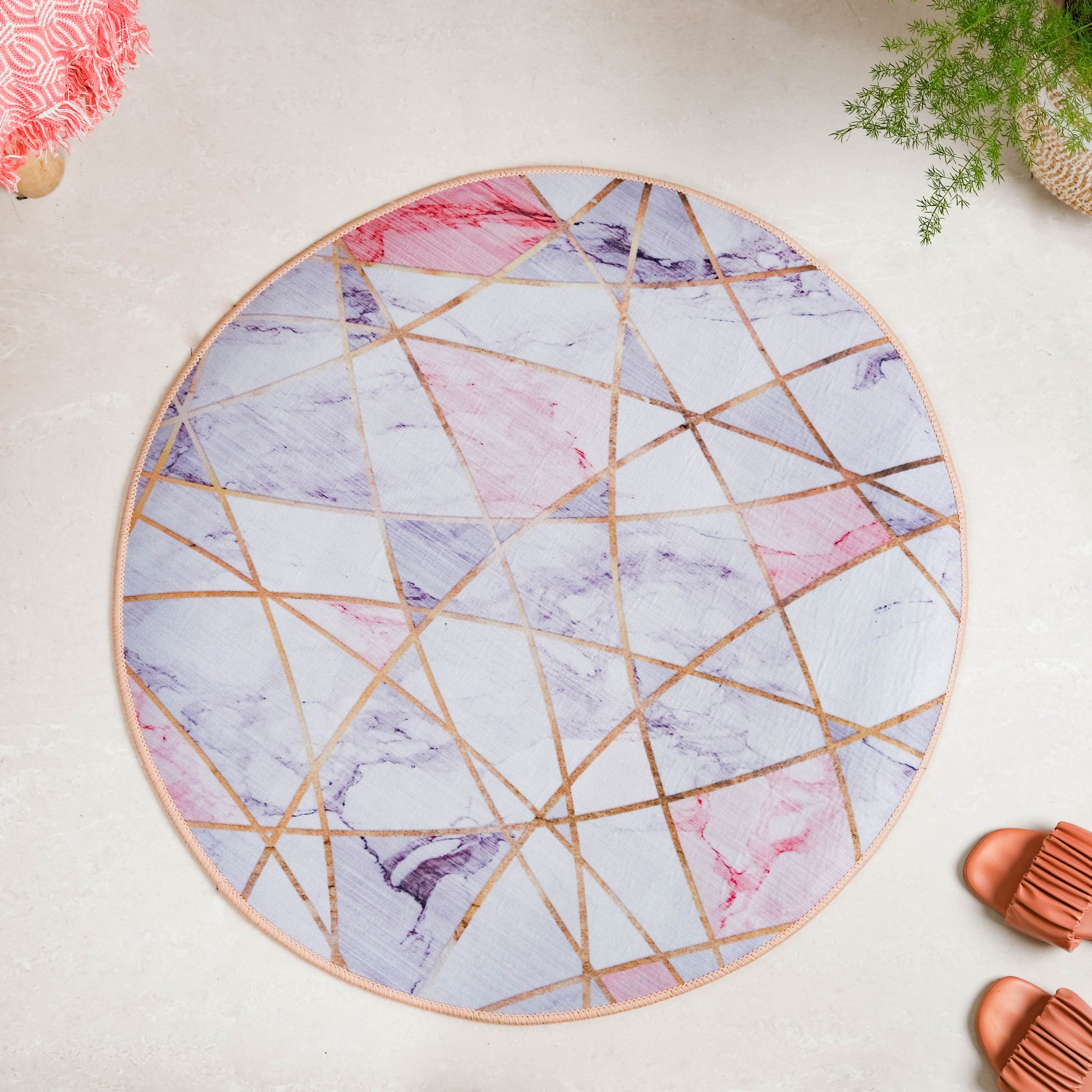 Nordic Round Carpet Pink Online - Premium Rug | Nestasia