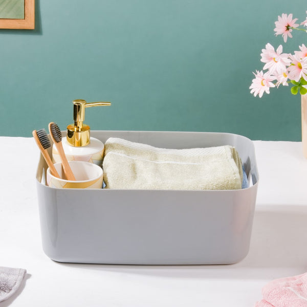 Multipurpose Storage Basket Grey Set Of 2 11 Inch