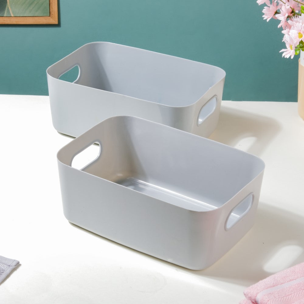 Multipurpose Storage Basket Grey Set Of 2 11 Inch Online - Premium ...