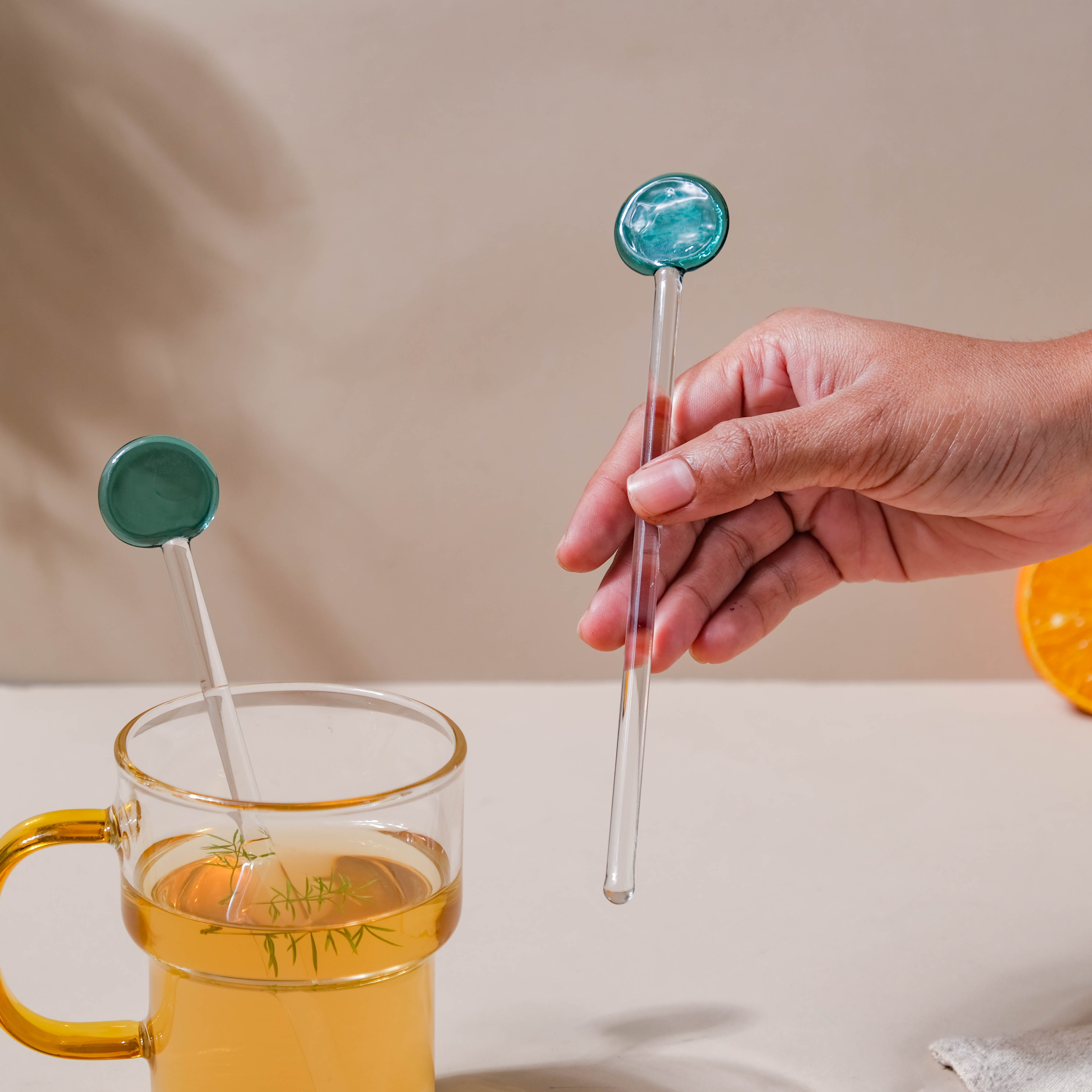 Glass Stirrer Set of 2 Emerald