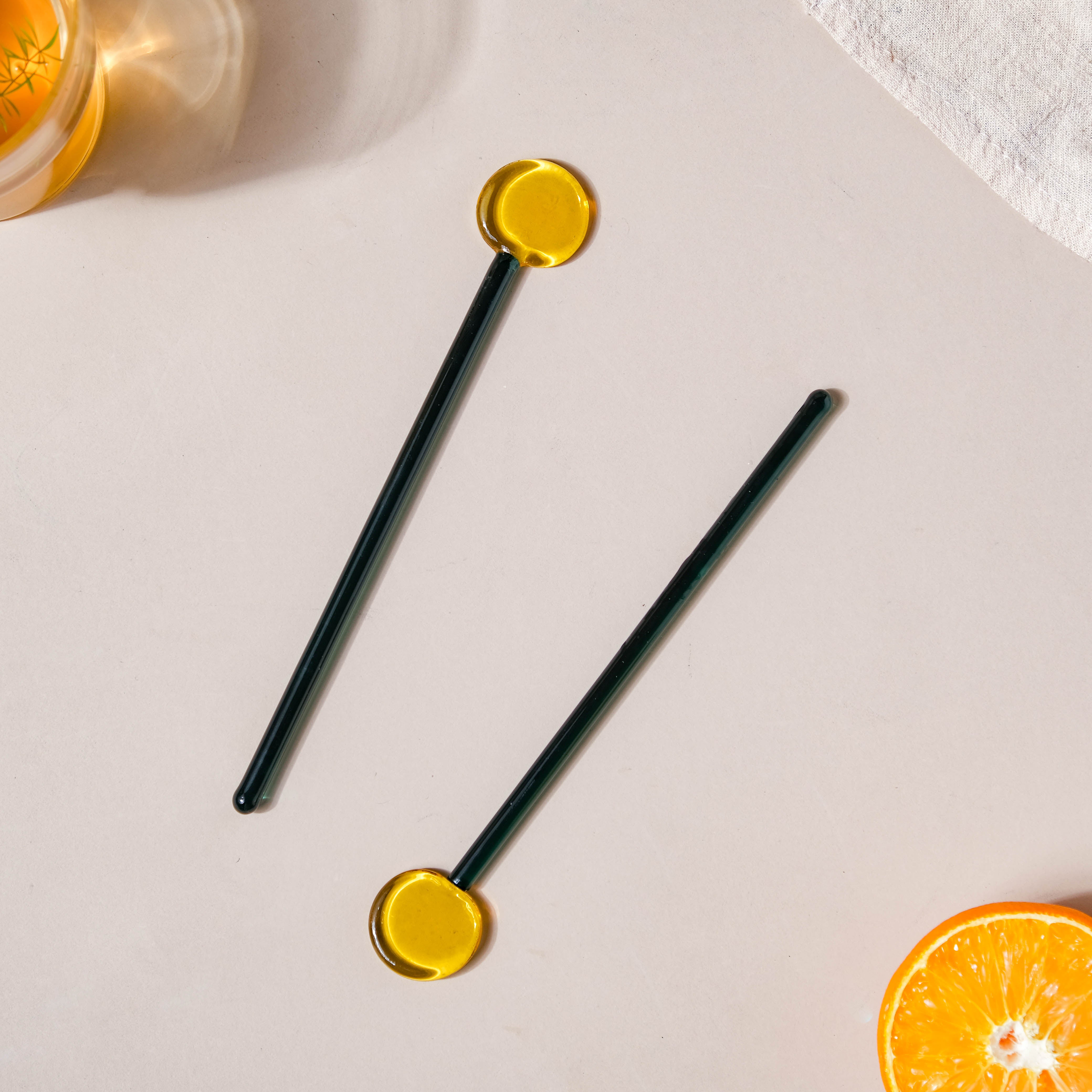 Glass Stirrer Set of 2 Yellow Online - Premium Stirrer | Nestasia