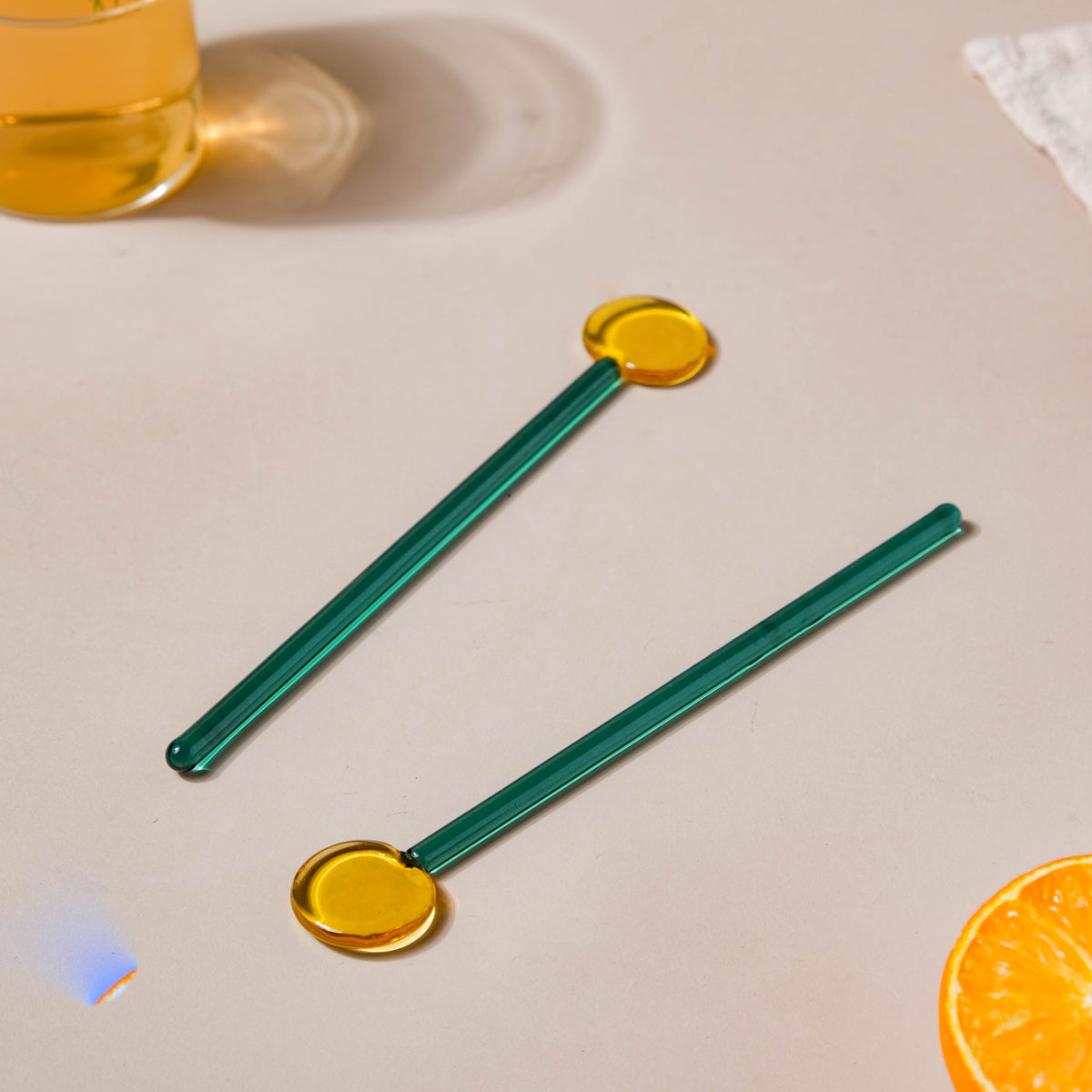 Glass Stirrer Set of 2 Yellow