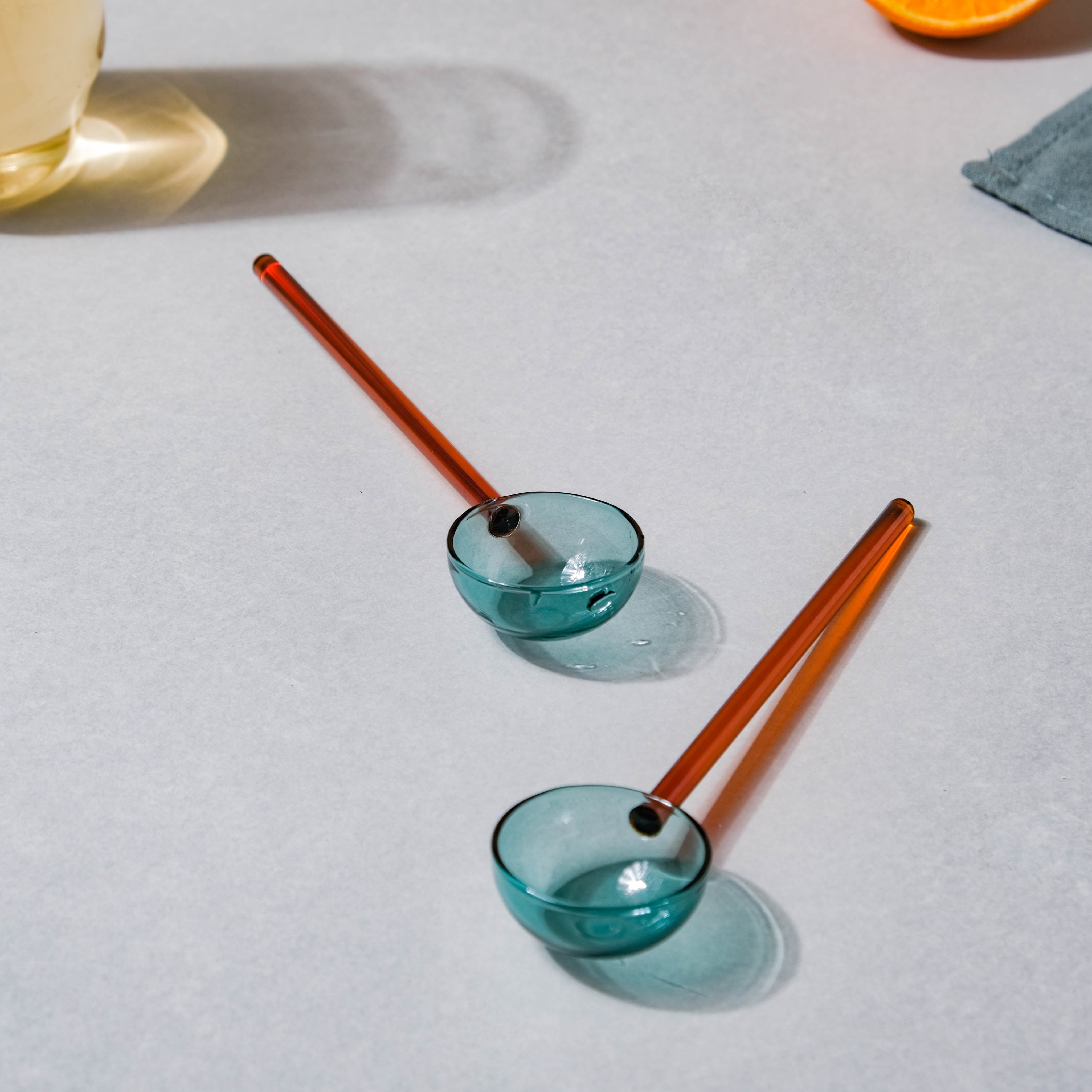 Glass Scoop Spoon Set of 2 Brown Online - Premium Stirrer | Nestasia