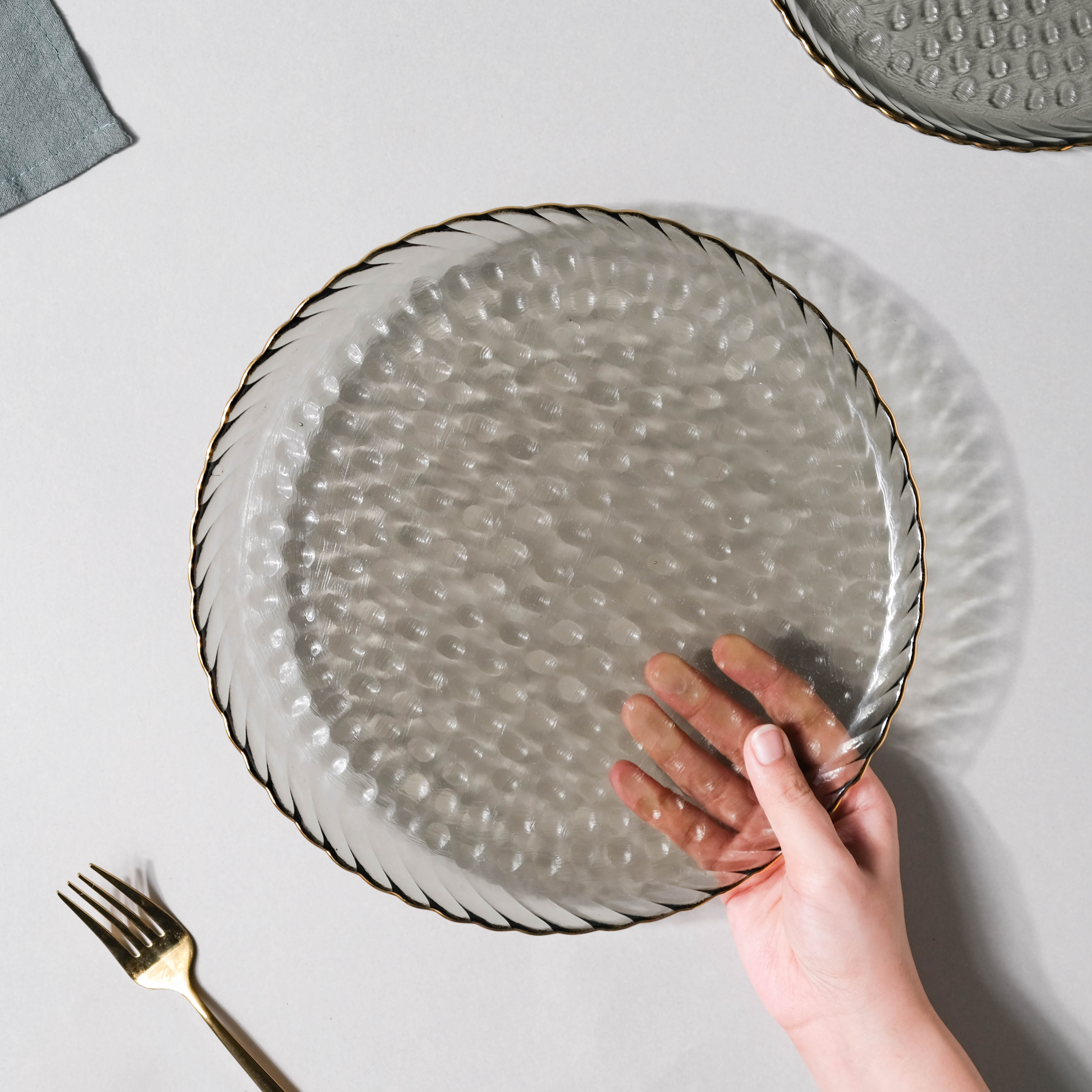 Glass Dinner Plate Grey