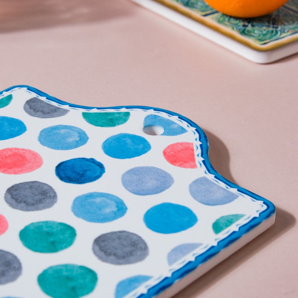 Polka Dot Patterned Ceramic Platter 7 Inch