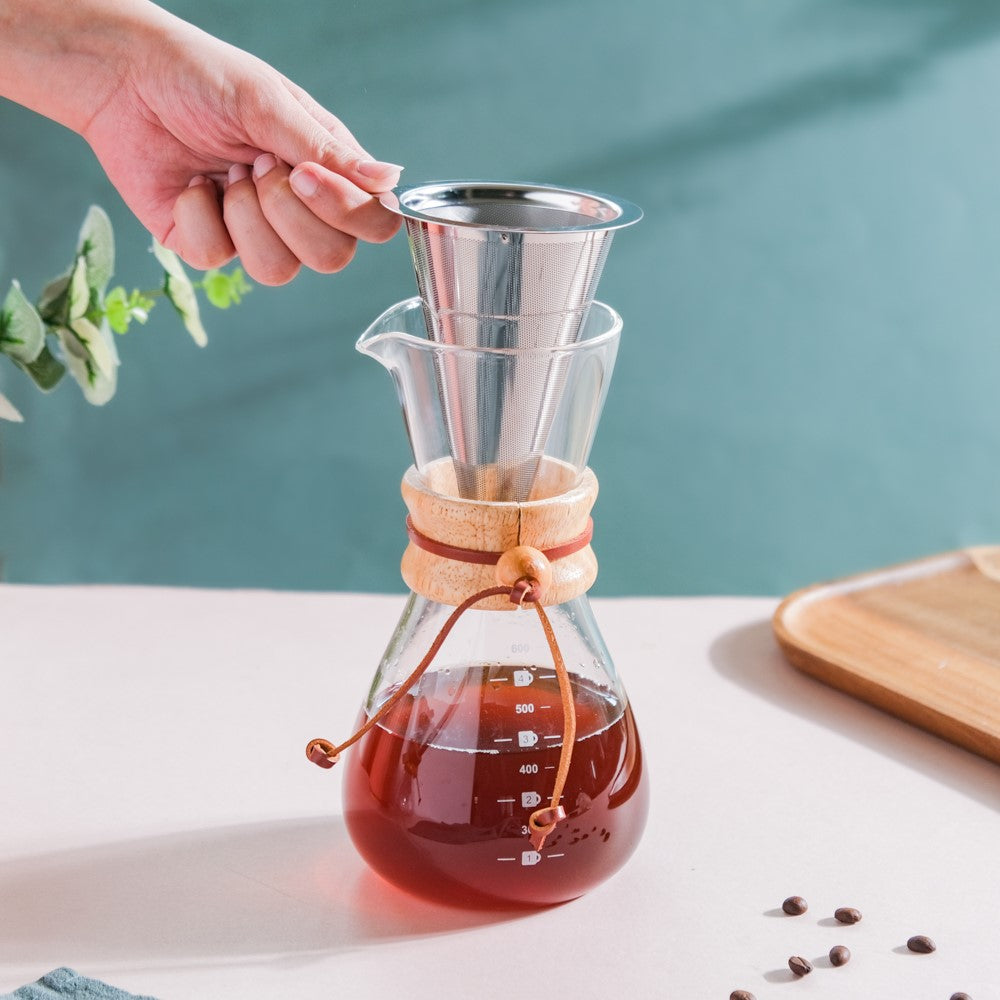 Manual Drip Coffee Filter With Glass Carafe Large 600ml
