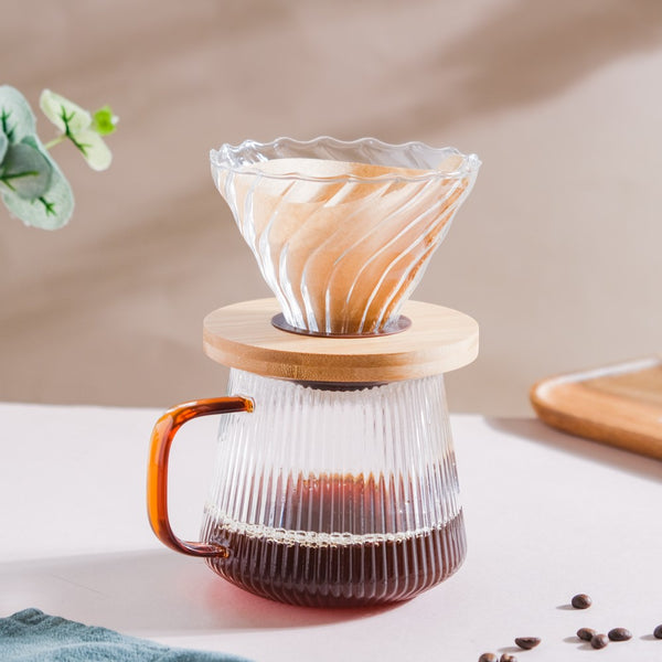 Glass Ribbed Coffee Pot 700ml