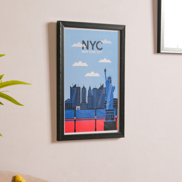 New York City Poster With Frame 13x9 Inch