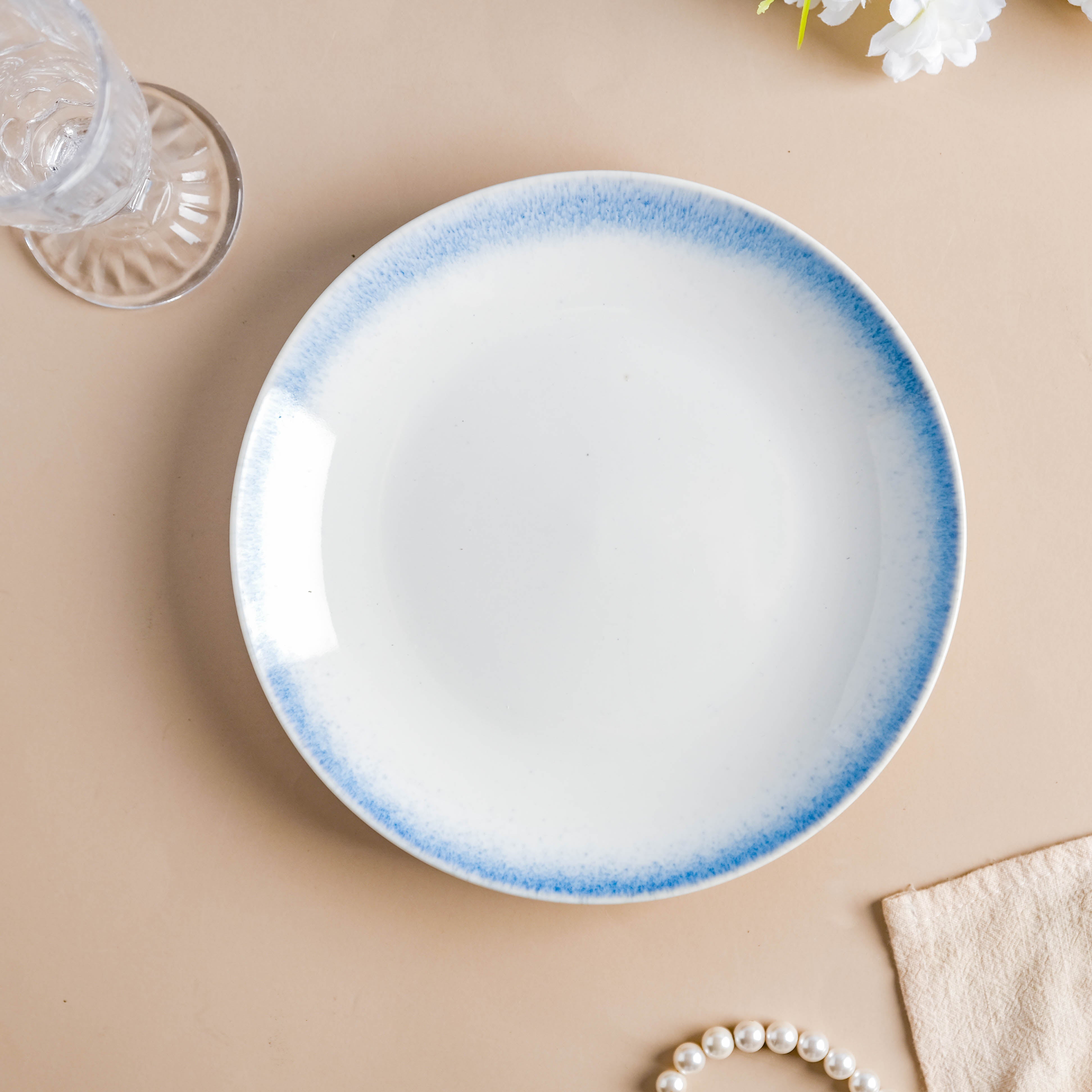 Blue And White Handcrafted Plate
