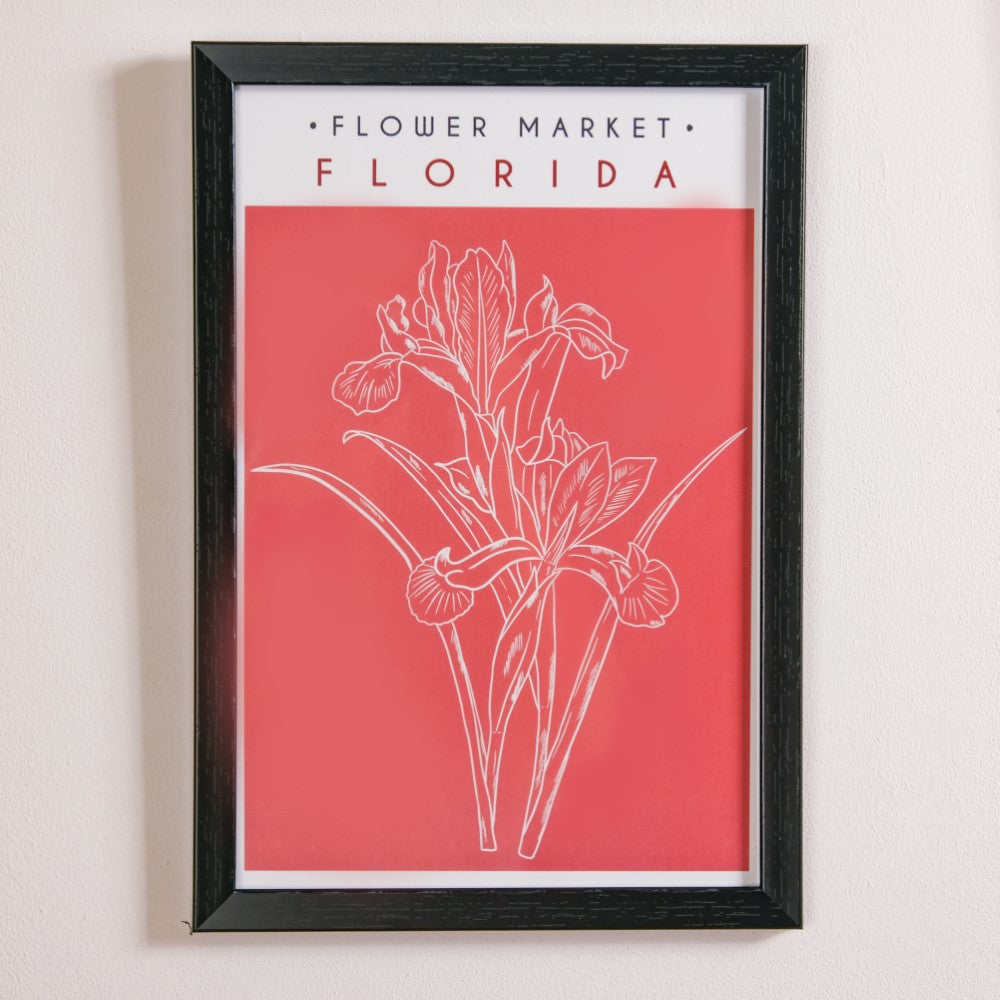 Line Art Flower Framed Poster Set Of 2 13x9 Inch