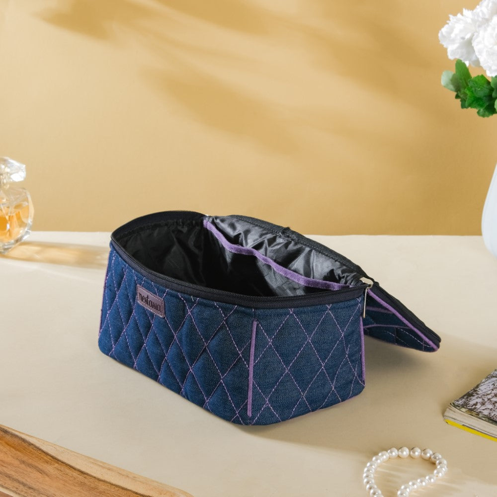 Denim Makeup Bag Set Of 2 Blue And Purple Online - Premium Vanity Pouch ...