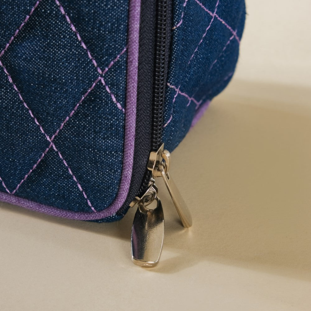 Denim Makeup Bag Set Of 2 Blue And Purple Online - Premium Vanity Pouch ...