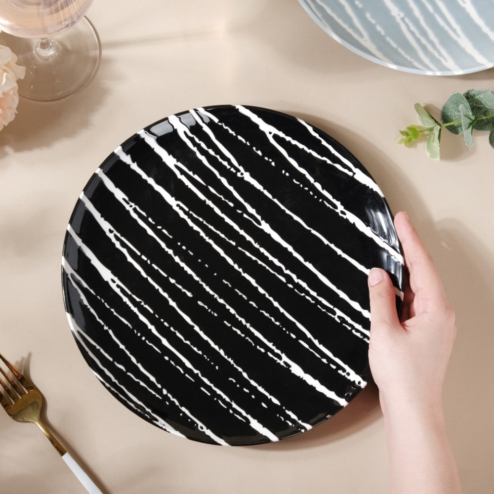 Sleek Abstract Patterned Dinner Plate Black 9.5 Inch Online - Premium ...