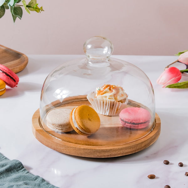 Acacia Wood Rotating Cake Stand 8 Inch