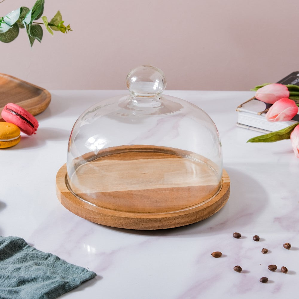 Acacia Wood Rotating Cake Stand 8 Inch