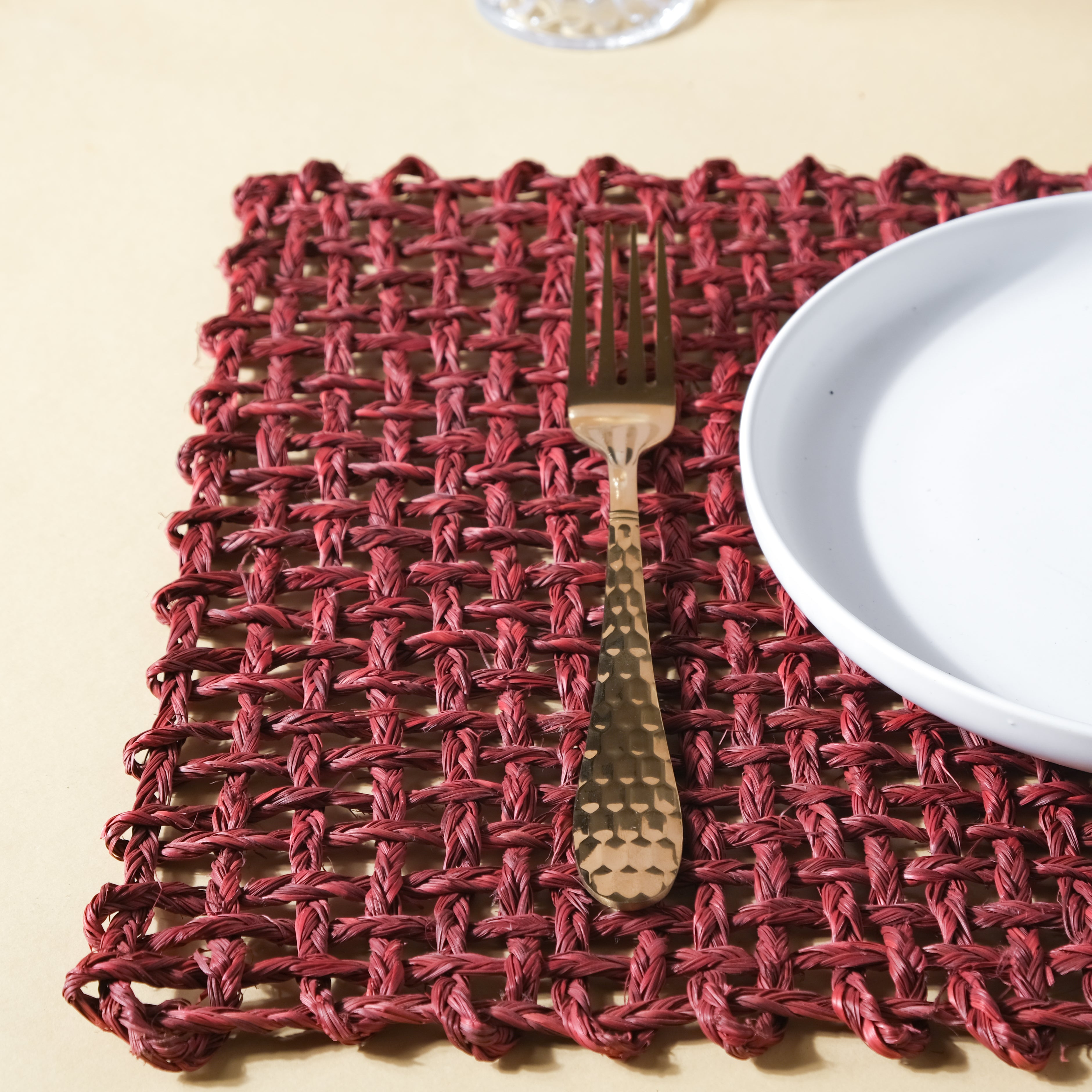 Rectangular Sabai Mat Red