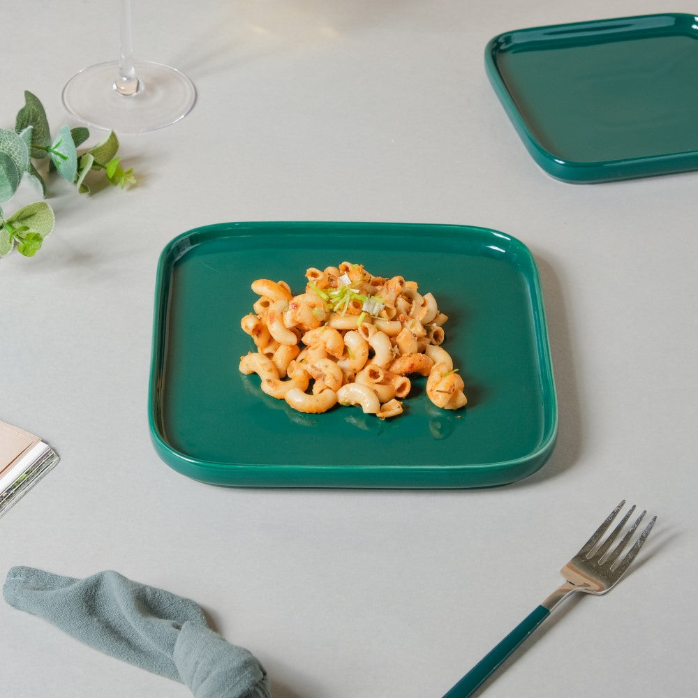 Snack Plate - Shop Green Ceramic Square Snack Plate Online |Nestasia