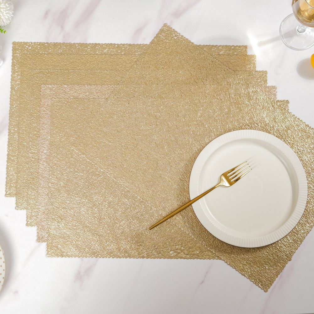 Mesh Table Mat Gold Set Of 6 17x11 Inch