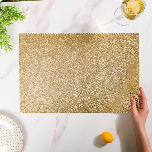 Mesh Table Mat Gold Set Of 6 17x11 Inch