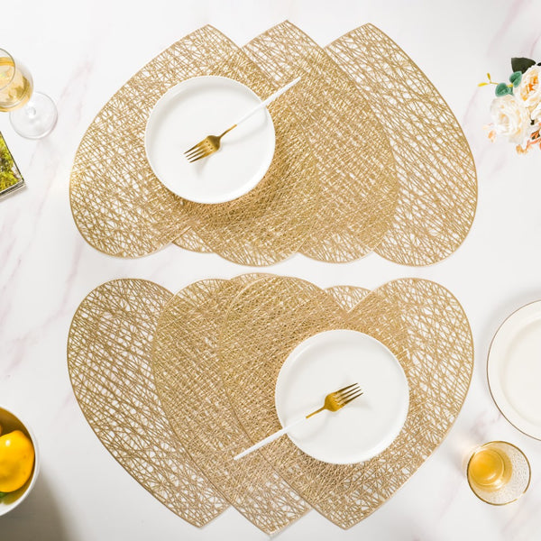 Glimmering Heart Table Mat Gold Set of 6 15 Inch