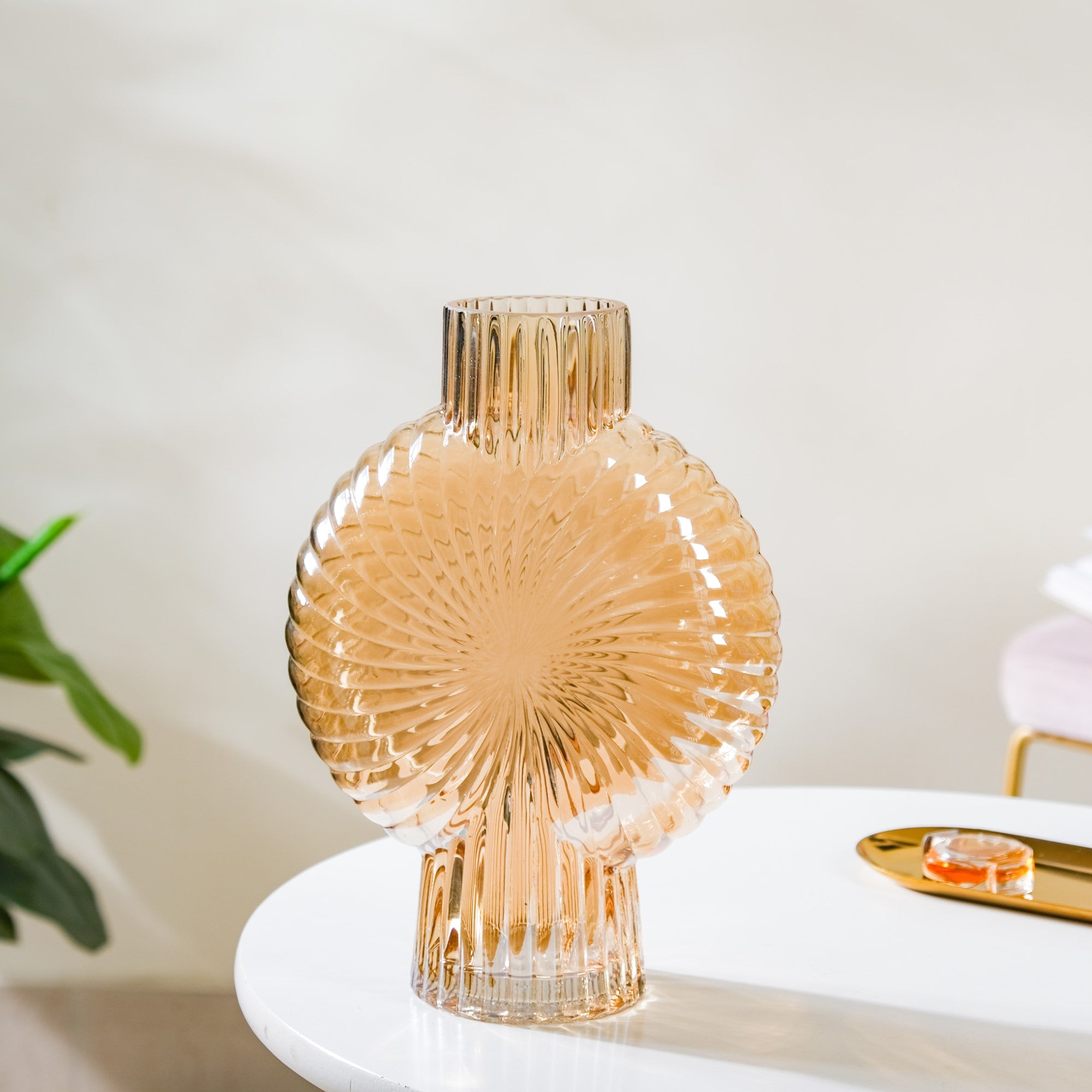Armadillo Glass Vase Amber Large