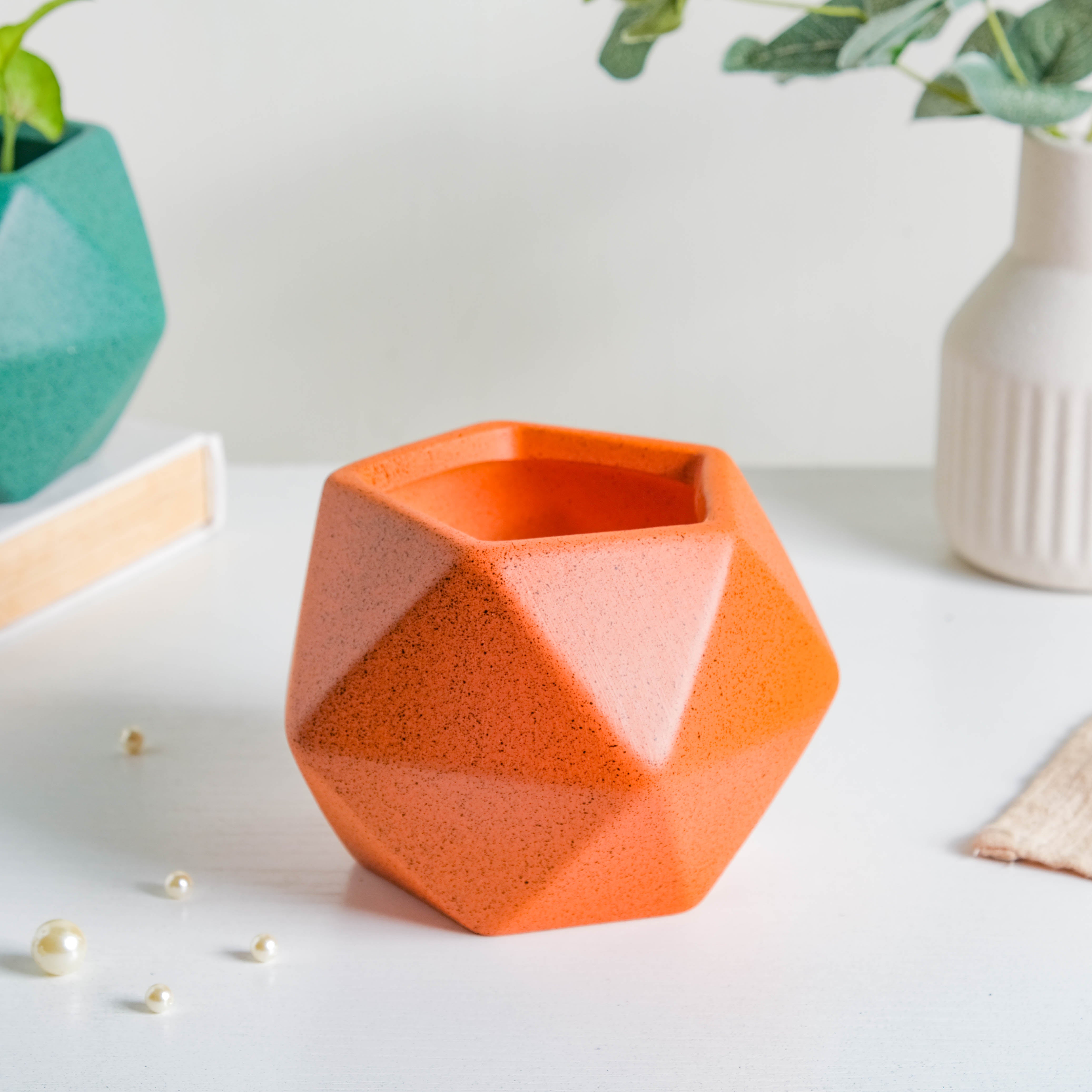 Orange Abstract Plant Pot Online - Premium Planter | Nestasia