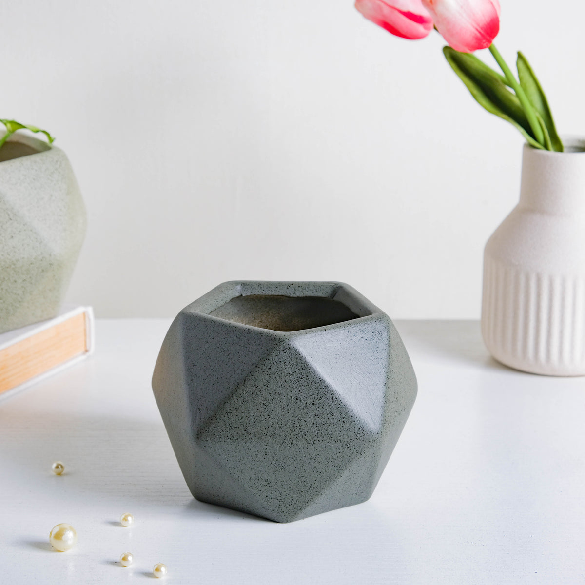 Grey Abstract Plant Pot